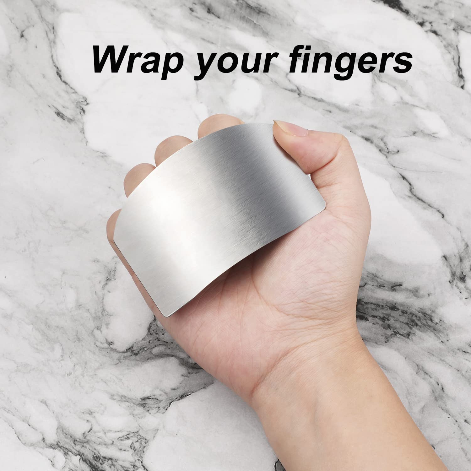 2pcs Finetaur Finger Guard for Cutting, Stainless Steel Finger Protector Kitchen Knife Finger Shield for Cutting Slicing Chopping Food Vegetables