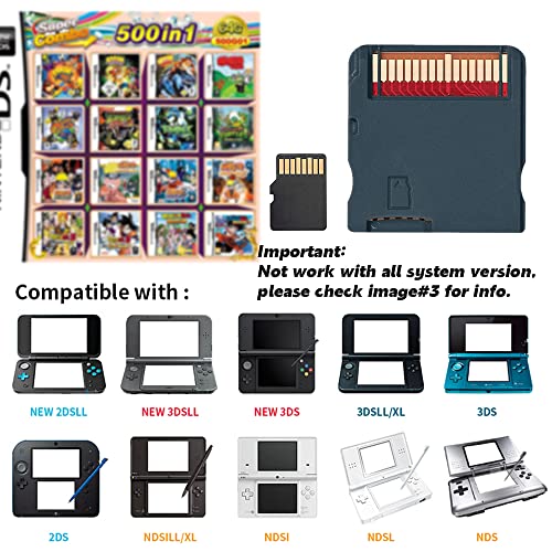 500 in 1 Game Cartridge Classic Nostalgic Games Pack Retro Game Combo Compatible Support with Handheld Dual Screen Console