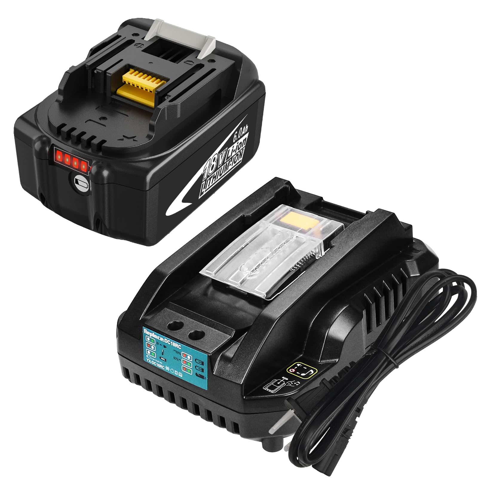 18V 6.0Ah BL1860B Replacement Battery and Charger Compatible with Makita 18V Battery Lithium BL1860 BL1860B BL1850 BL1845 BL1840 BL1830 BL1820 BL1815 LXT400 Power Tools Batteries
