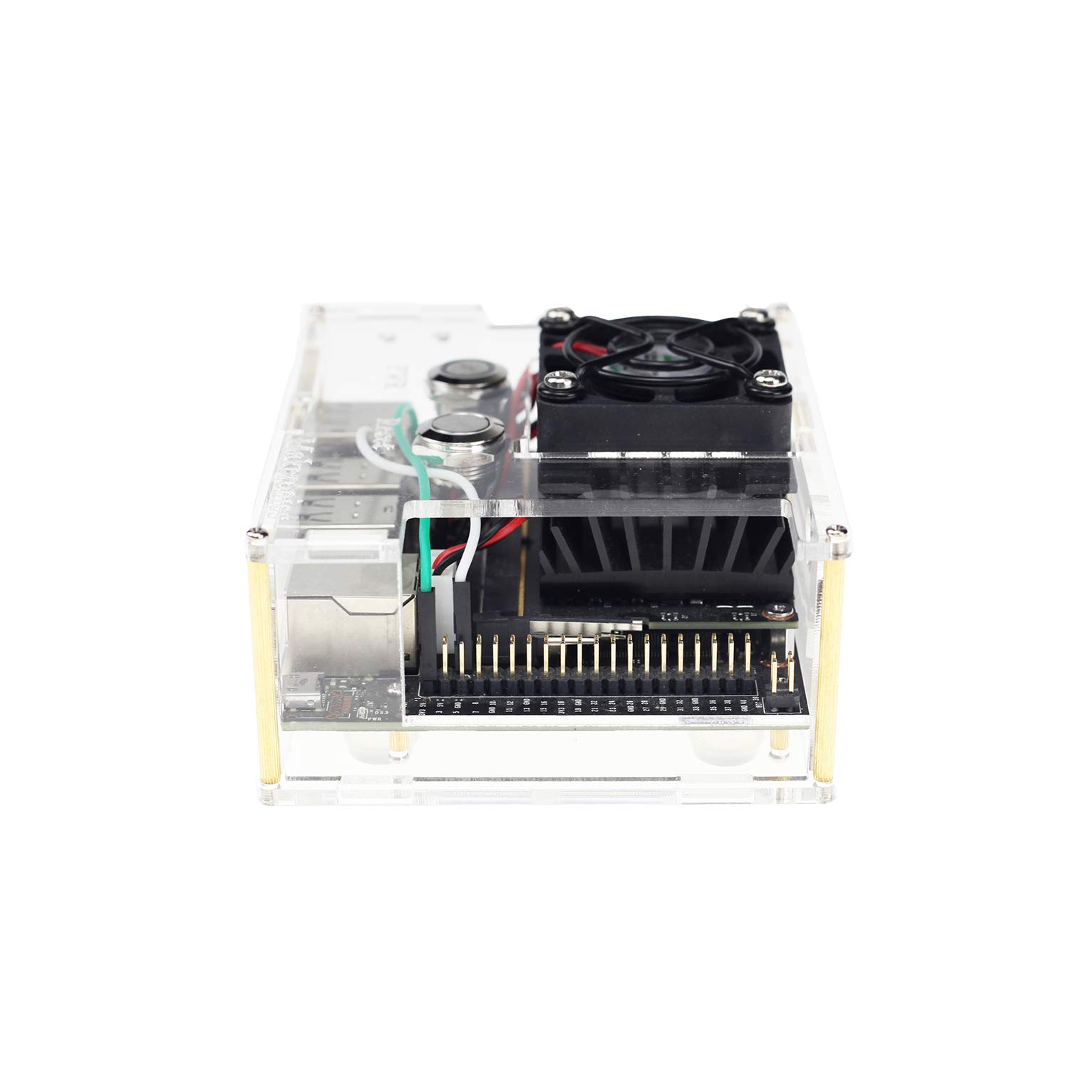 Makeronics Acrylic Case/Enclosure (Clear Transparent) for Jetson Nano with Camera Case for B01 and A02 | Power & Reset Control Switch | Cooling Fan | Assembly Instruction Included