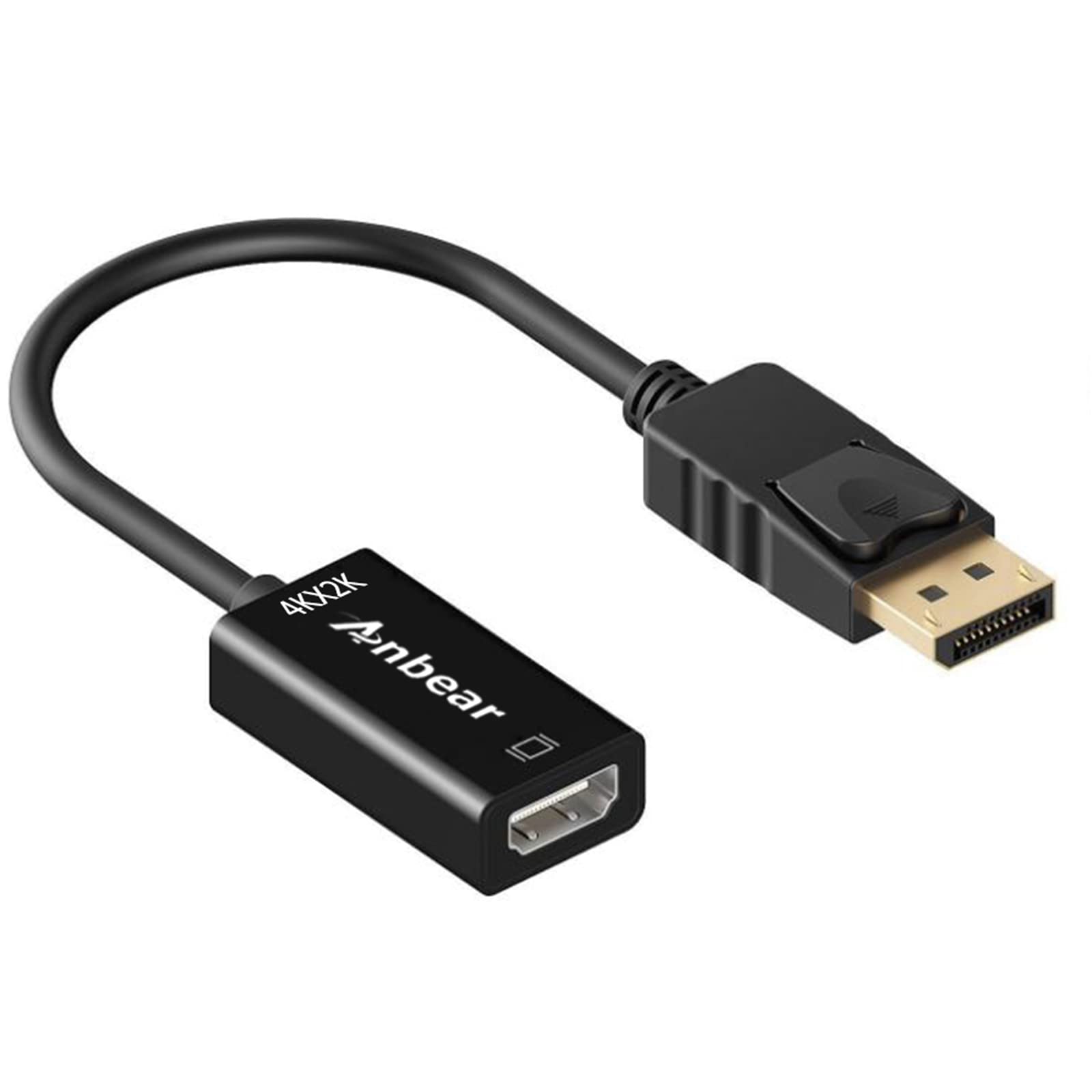 Anbear 4K DisplayPort to HDMI Adapter, Display Port to HDMI Adapter 4K@30HZ Gold Plated (Male to Female) for DisplayPort Enabled Desktops and Laptops to HDMI Converter Connect Displays
