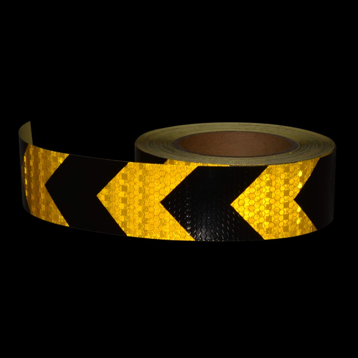 AISEY 2" X 30ft Reflective Safety Hazard Warning Tape Waterproof Yellow Black - High Intensity Reflector Tape for Outdoor Steps