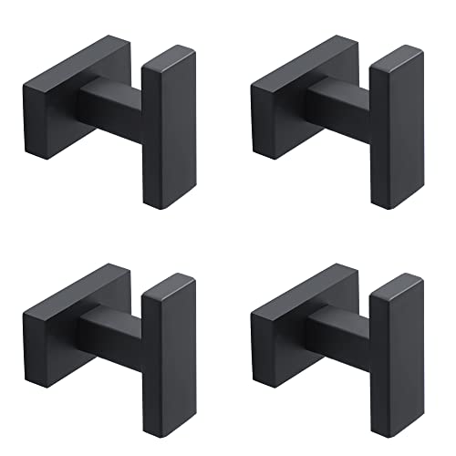 Alise Towel Hook Bathroom Single Robe Hooks Wall Mount Clothes Hook for Bedroom Kitchen Cloakroom Door Back Cabinet,GOY004B-4P SUS304 Stainless Steel Matte Black Pack of 4