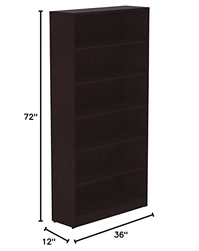 Lorell Essential Bookcase, 36" x 12" x 72", Espresso
