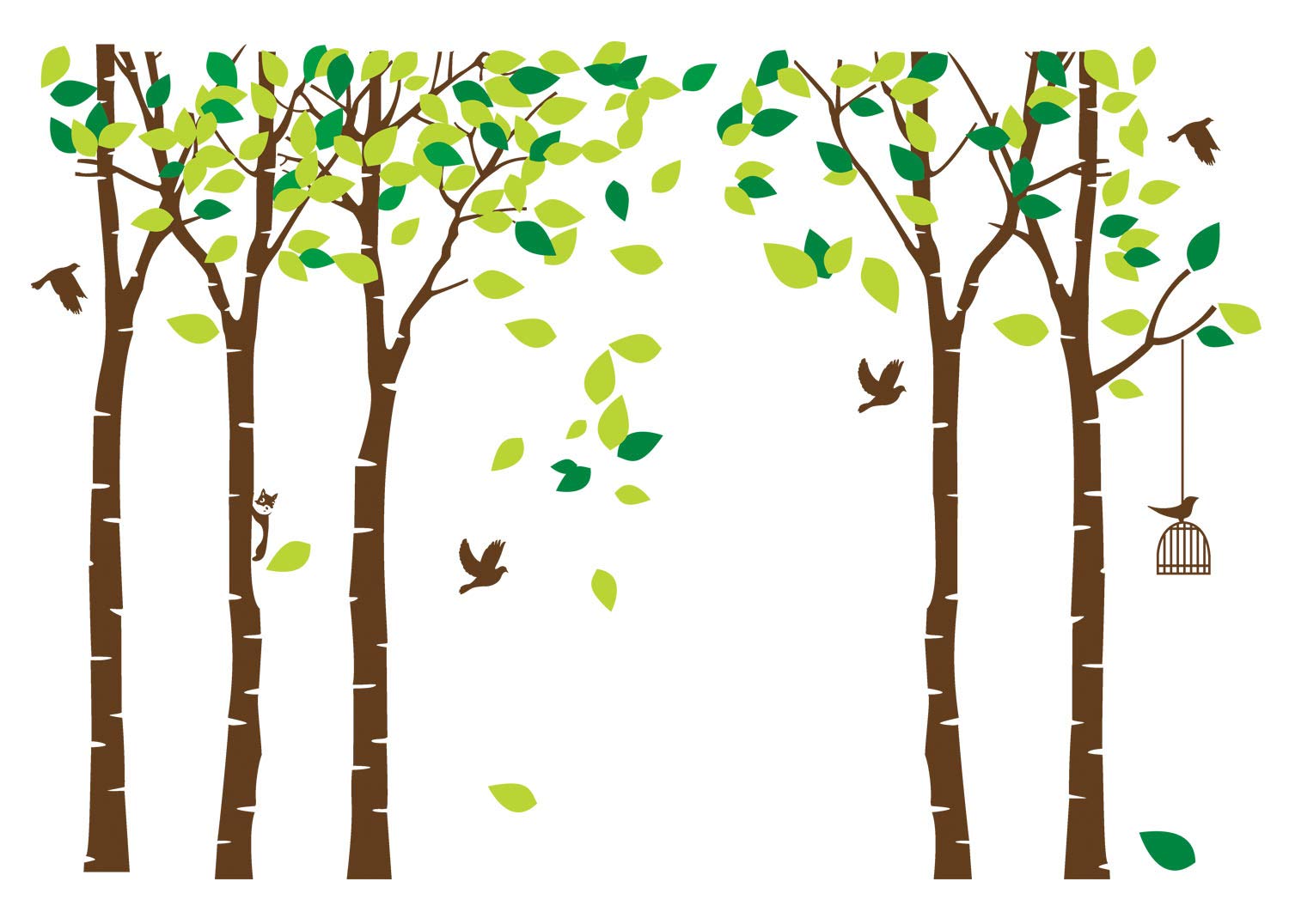 ANBER Giant Jungle Tree Wall Decal Removable Vinyl Sticker Mural Art Bedroom Nursery Baby Kids Rooms Wall Décor (Brown and Green)