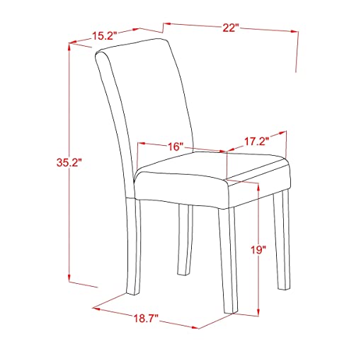 EAST WEST FURNITURE 7Pc Rectangular 42/60 inch Dinette Table With 18 In Leaf And 6 Parson Chair With Black Leg And Linen Fabric Shitake