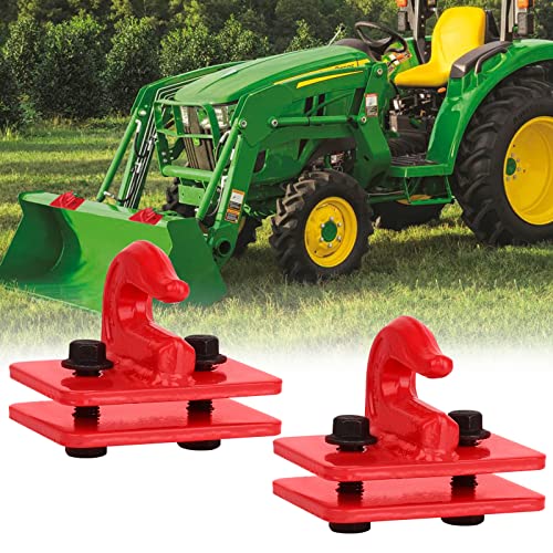 2Pack 3/8" Tractor Bucket Grab Hook, 17,000lbs Break Strength Grab Hooks with Grade 70 Forged Steel Tow Hook Bolt On Grab Hook for Tractor Bucket, RV, UTV, Truck and More (Red)