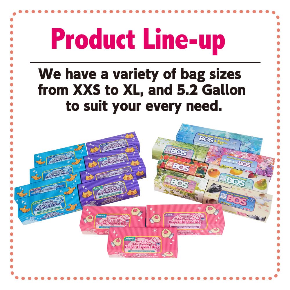 BOS Amazing Odor Sealing Baby Diaper Disposal Bags - Durable and Unscented [Size: S, Color: Pink] (150 count, Pack of 1) (150 Bags)