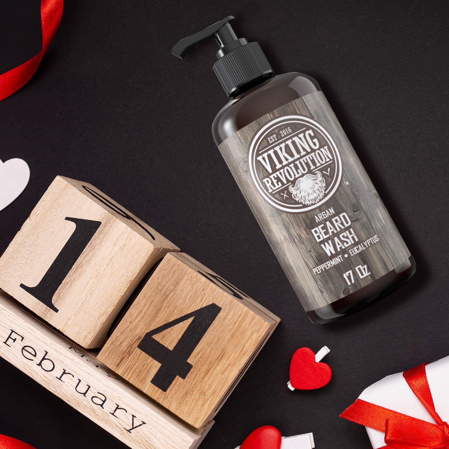 Beard Wash Shampoo w/Argan & Jojoba Oils - Softens & Strengthens - Natural Peppermint and Eucalyptus Scent - Beard Shampoo w/Beard Oil (17 oz Shampoo)