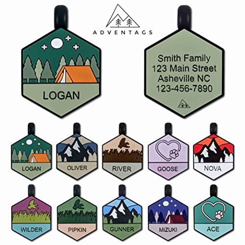 Adventags Silicone Pet ID Tag - Custom Engraving - Quiet Pet Tag - Outdoor Pet Tag - Dog ID Tag