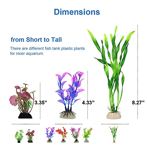 GreenJoy Aquarium Decorations Fish-Tank Accessories Plants - Fish Tank Decor Kit with Artificial Plants and Hideouts Ornaments,Small (Ornaments Set #1)
