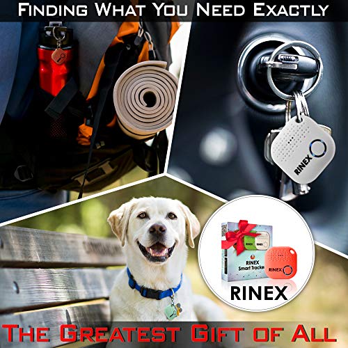 Bluetooth Key Finder β Key Locator Device with App, Siri Compatibility, Extra Battery β Anti-Lost GPS Keychain Tracker Device for Phone, Luggage, Backpack, Wallet β Tracking Chip Tags by Rinex