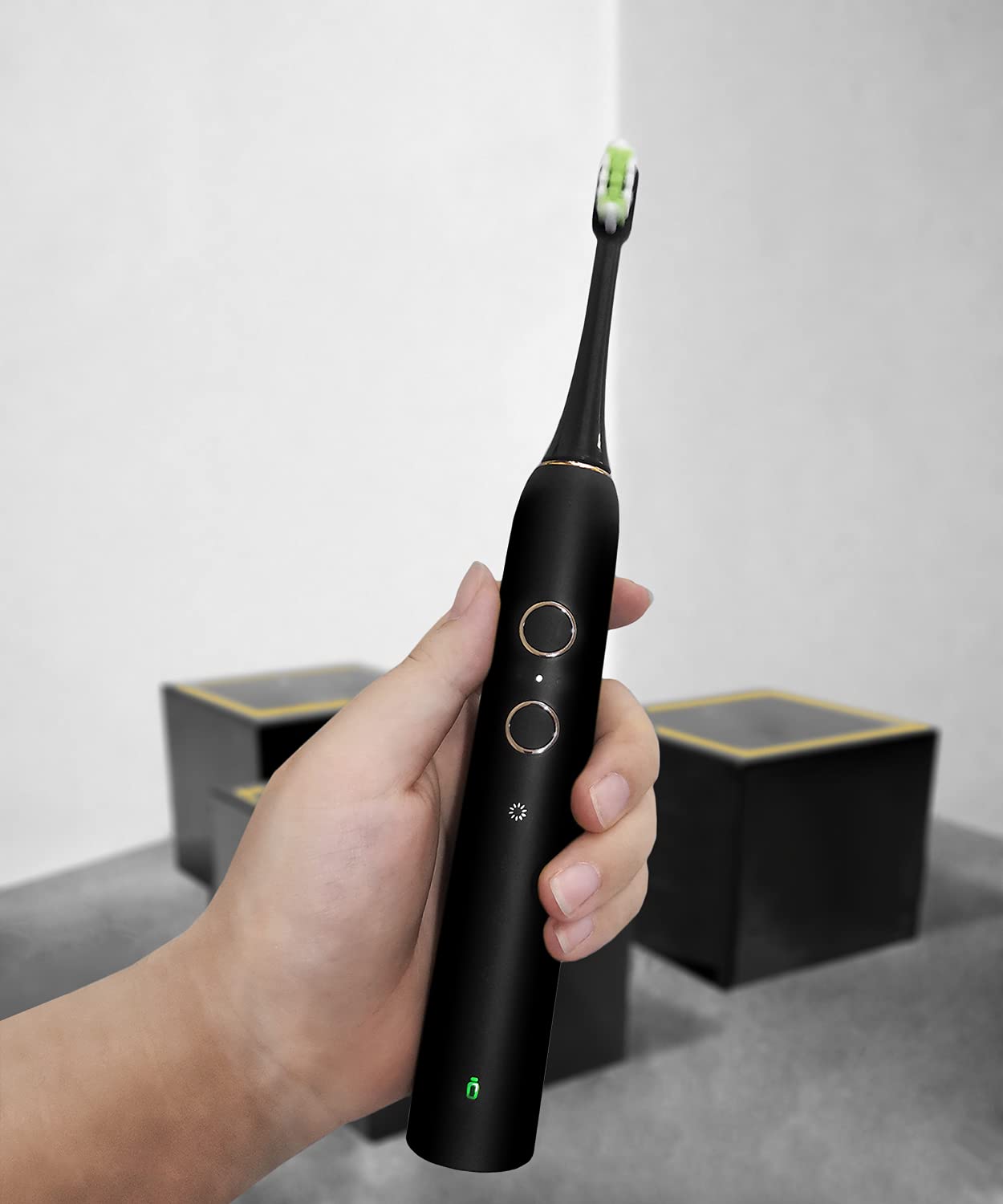 north lover Smart Sonic Rechargeable Electric Toothbrush with 4 Replacements (Black)