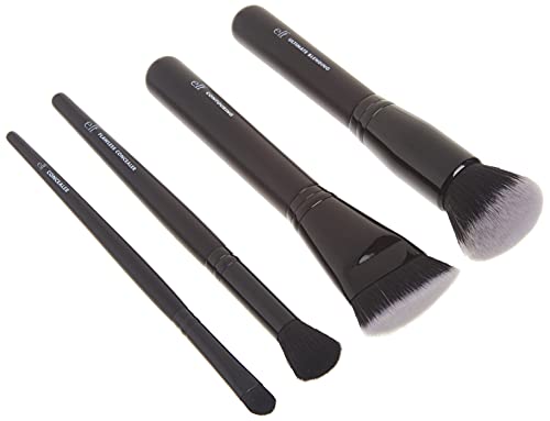 e.l.f. Complexion Perfection Brush Kit, 4-Piece Makeup Brush Set, Brushes For Foundations & Concealers, Vegan & Cruelty-Free
