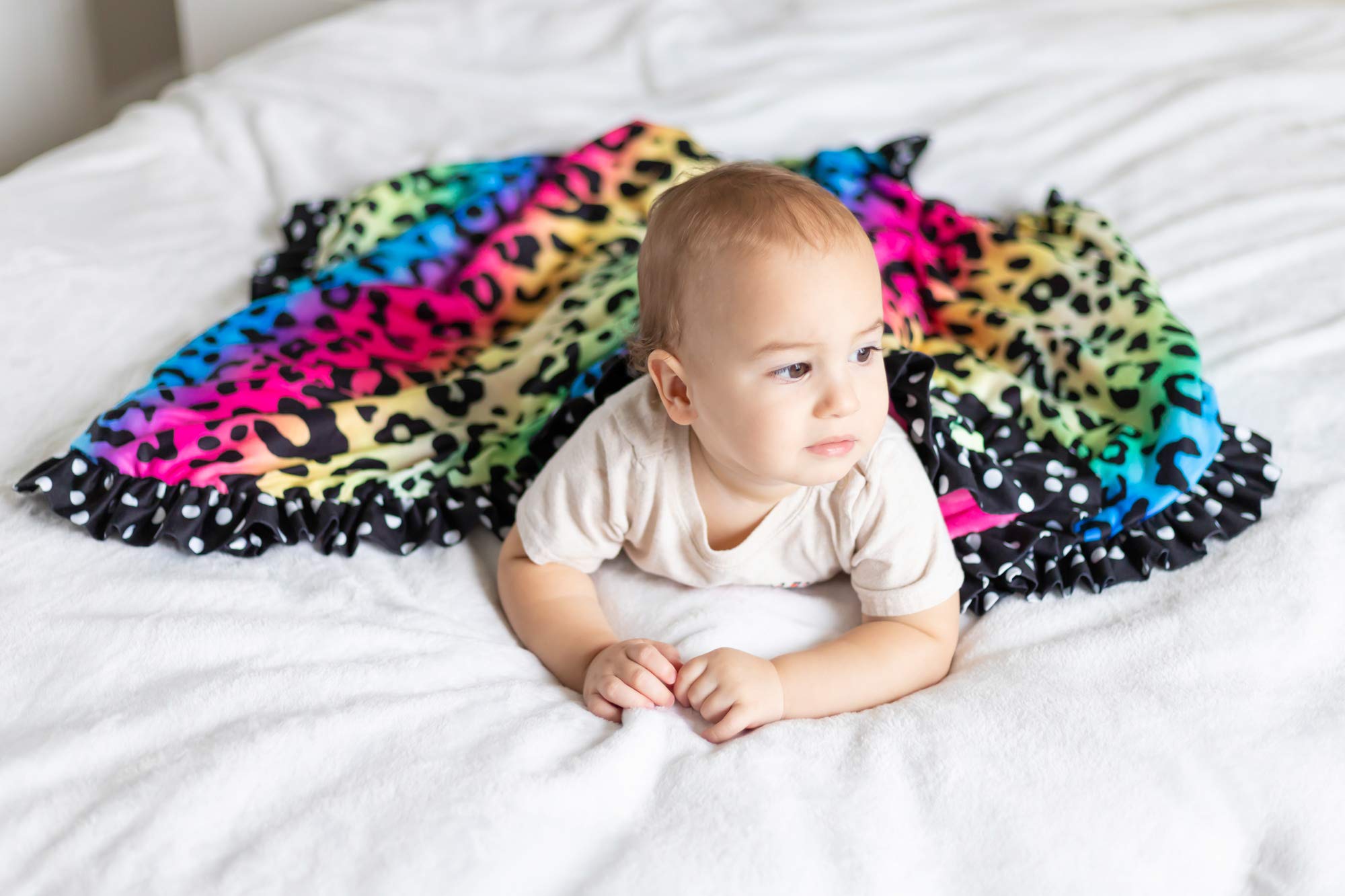 CandyJane Baby Blanket for Girls, Infant, Toddler, Rainbow Leopard Print, Super Soft Minky Fabric, 30 X 40 Inch (CJLBB1984)