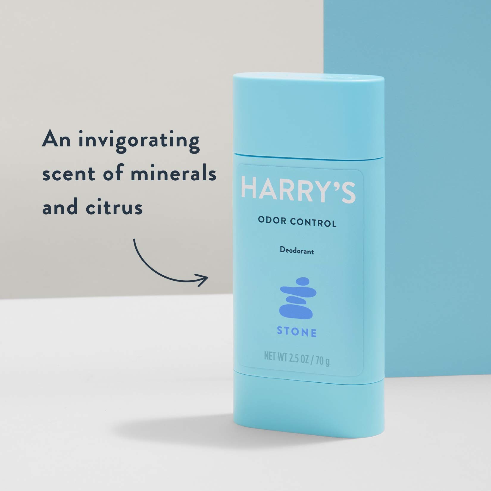 Harry's Men's Deodorant, Odor Control, Aluminum-Free, Stone, 6 Count
