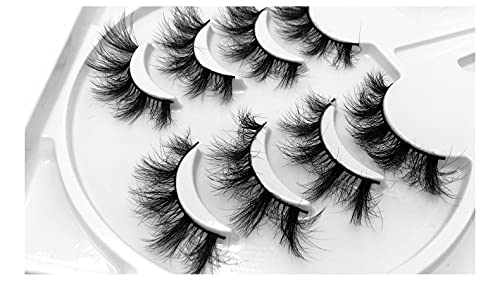 HBZGTLAD 7Pairs 3d Mink Dramatic Volume Lashes Bulk Faux Thick Long Wispy Natural Mink Lashes Pack Short Wholesales Natural False lashes (JO06)