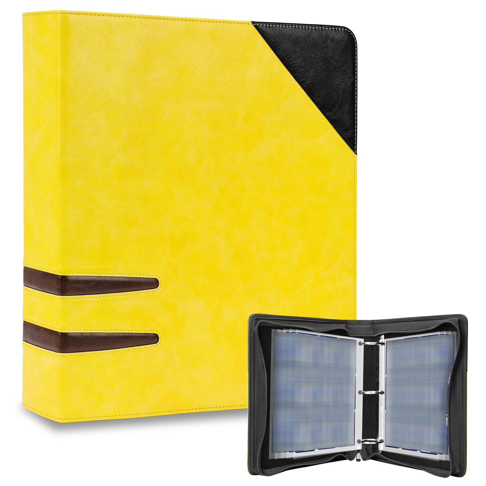 9-Pocket Trading Card Binder,Card Collector Album Fits 1080 Cards with 60 Sleeves Included, Compatible with PM Trading Cards and All Other Card Games.οΌYellowοΌ