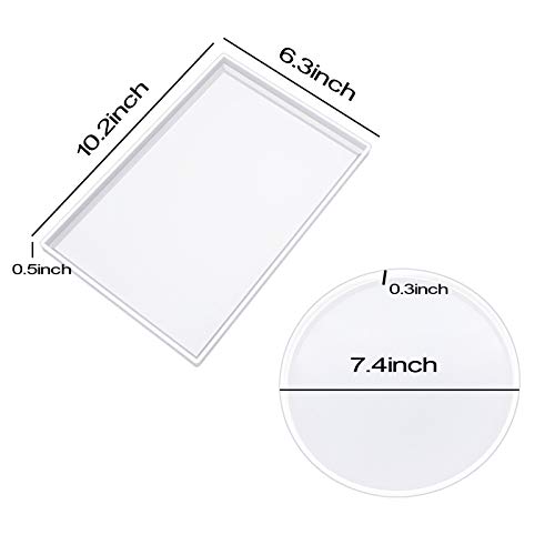 2Pack Large Resin Mold,Oversized Silicone Tray Molds for Epoxy Resin,Include Round,Rectangle Shaped Plate Molds for Resin Casting,Home Decorations Crafts