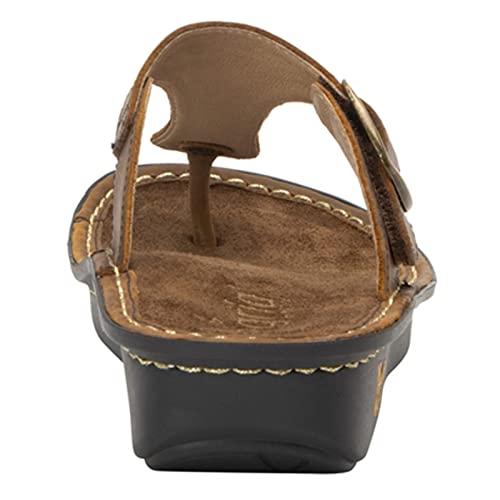 Alegria Women's Vella Oiled Brown Thong Sandal 7-7.5 M US