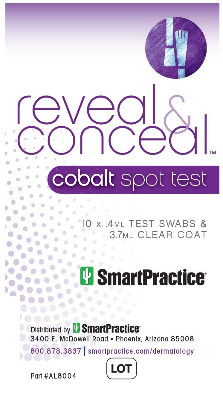Reveal and Conceal Cobalt Test Kit by Smart Practice - Detecting Cobalt is a Snap - Test for Cobalt in Your Jewelry and Prevent Skin Exposure With Liquid Clear Coat - Includes 10 Test Swabs