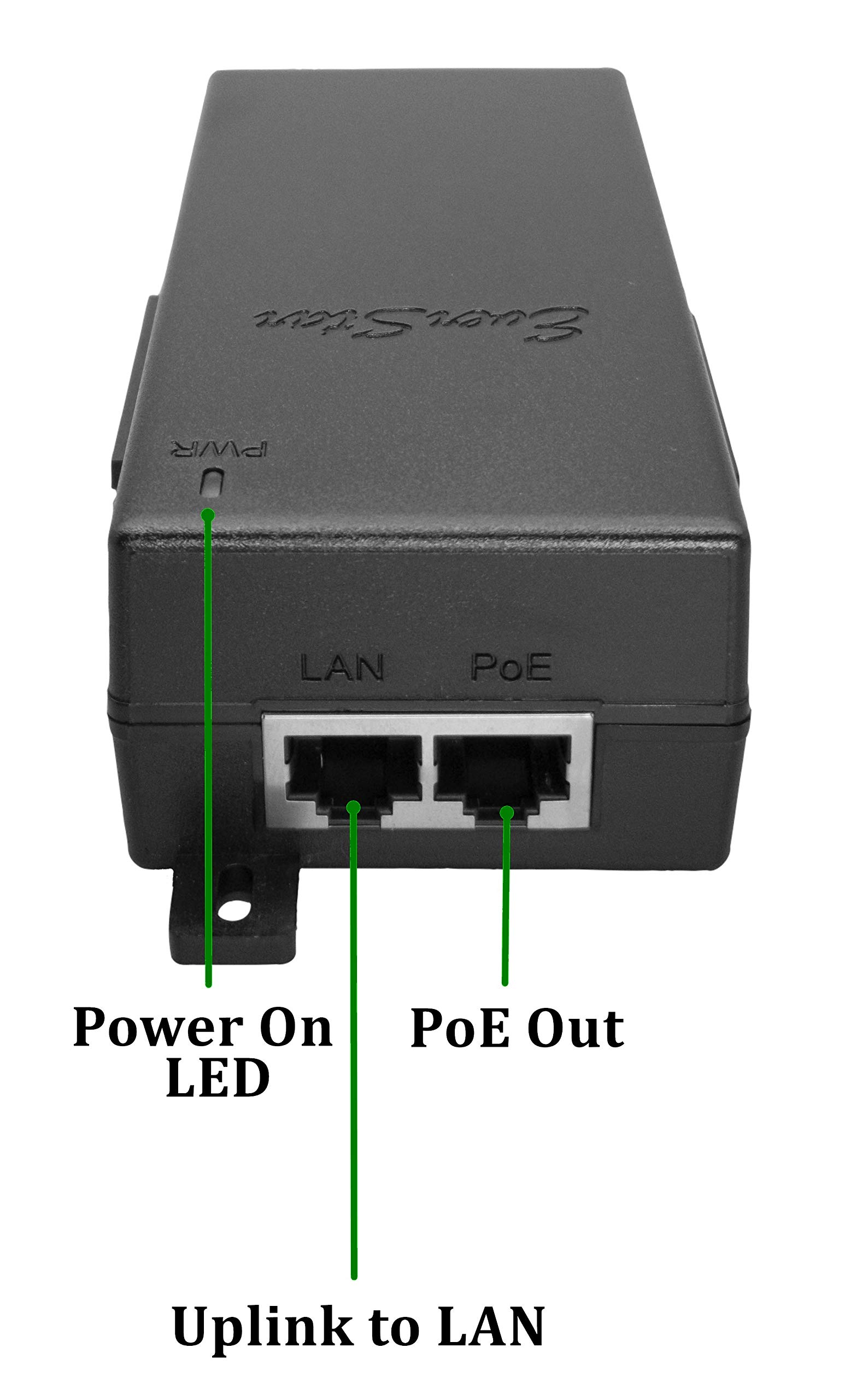 EverStar iPoE-20W24DW 100Mbps | 9-36V DC in | 24V/1A 24W DC PoE Out | DC-DC Converter + Passive Mode B Solar PoE Injector for airCube ISP,G3FlexCam,locoM9/5/2,NSM5/3/365/2 | Black
