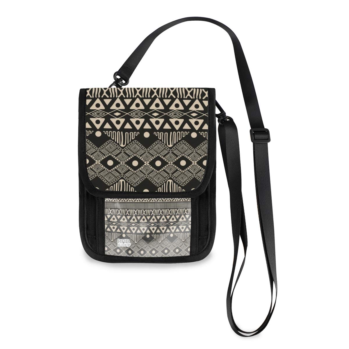 ALAZA African Print Pattern Boho Geometric Lattice Small Crossbody Wallet Purse Cell Phone Bag Rfid Passport Holder with Credit Card Slots