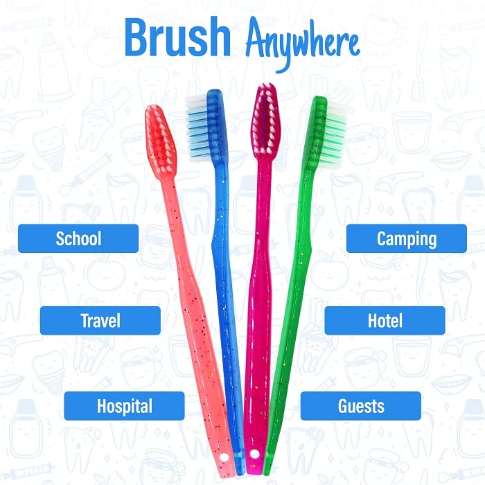 Bottles N Bags MEGA Pack Kids Disposable Toothbrushes with Paste | Children's Bubblegum Pre-Pasted & Individually Wrapped Toothbrush Bundle | Perfect for School, Camp, Summer Vacation, (36 Pack)