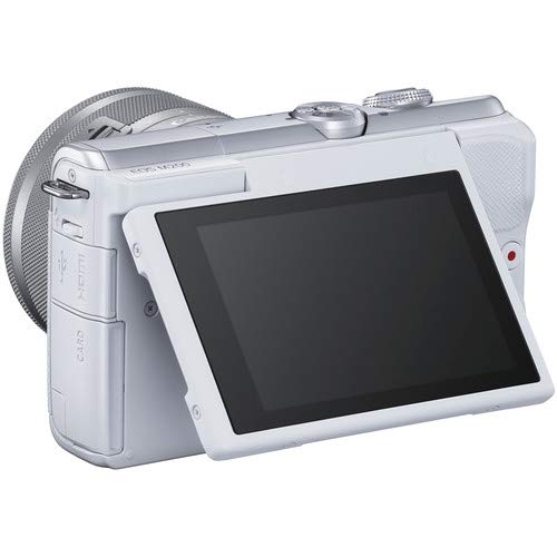 Canon EOS M200 4K Mirrorless Digital Camera (White) with 15-45mm STM Lens + Deluxe Accessory Bundle Including Sandisk 32GB Card, Camera Case, Flash, Grip Multi Angle Tripod, 50" Tripod, Filters & More