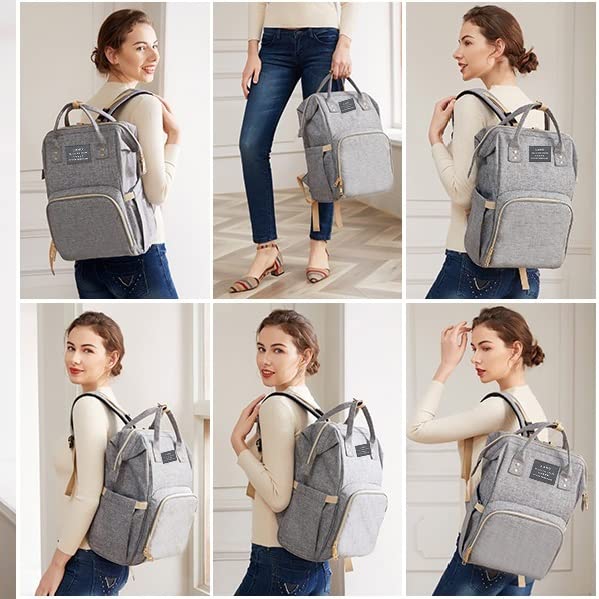 ANWTOTU Diaper Bag with Changing Station,Baby Diaper Bag Backpack,7 in 1 Travel Diaper Bag,Baby Bag Mommy Bag With USB Charging Port (Grey)