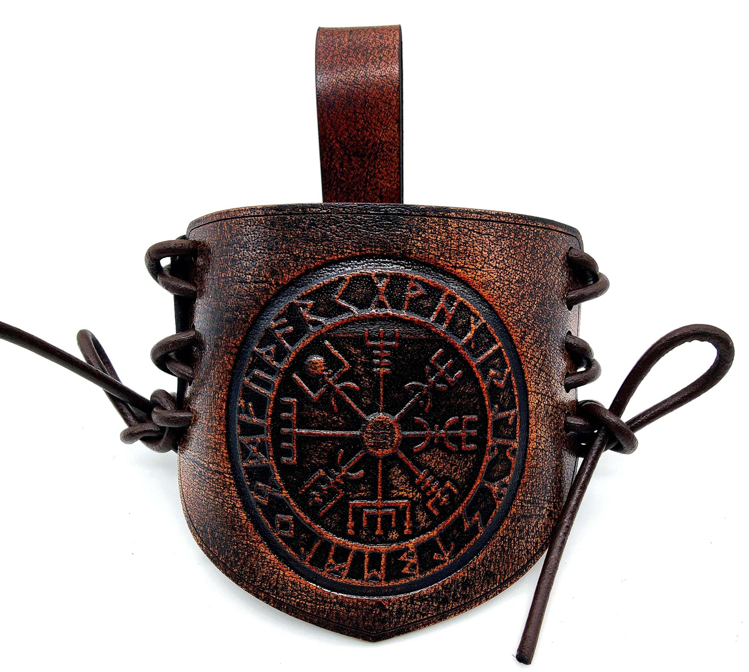 5MoonSun5's Medieval Viking Leather Belt Attachment Genuine Leather Hanger/Holster/Holder for 12" to 16'' Viking Drinking Horn Handcrafted Accessory securely attaching it to your belt, bag,or backpack