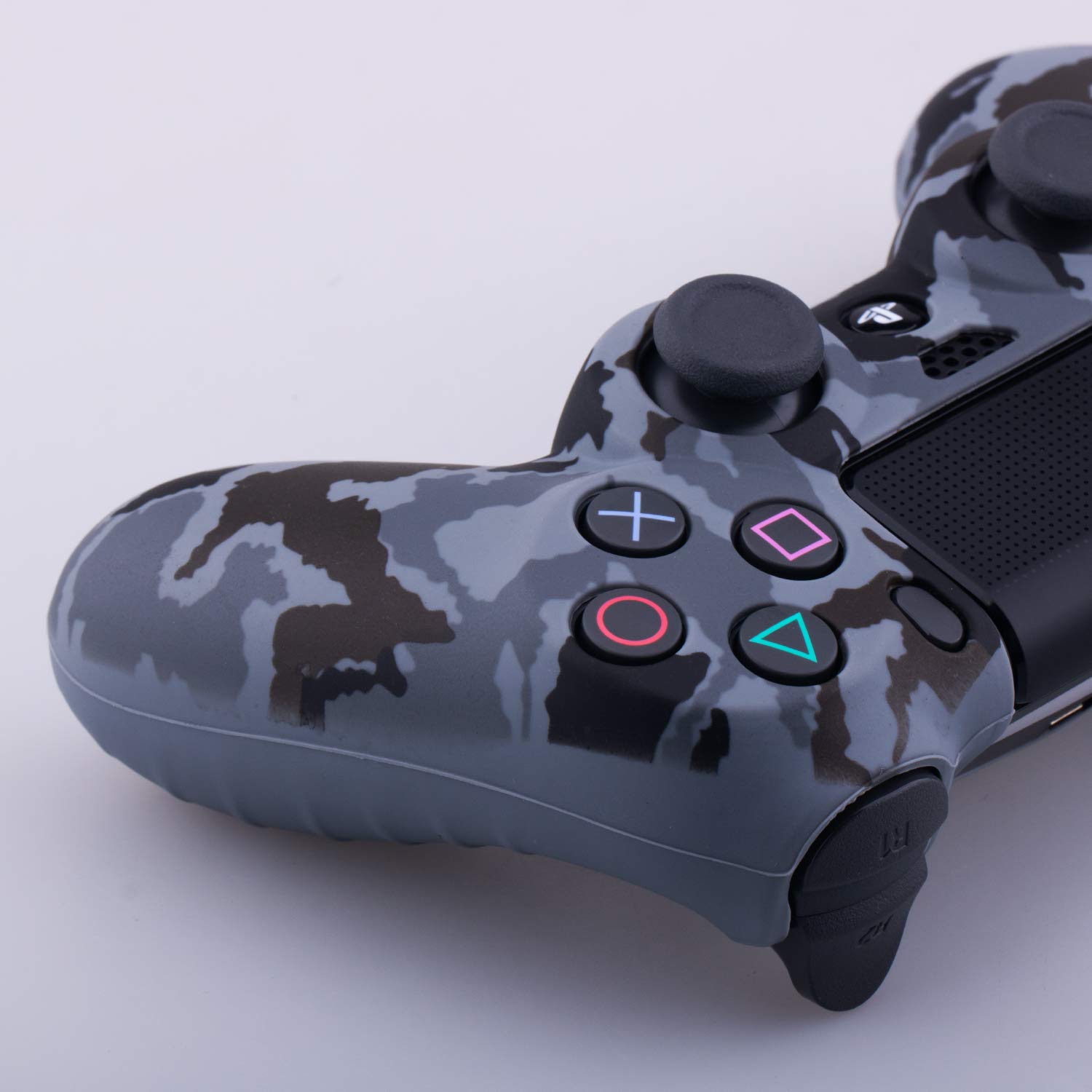 9CDeer 1 Piece of SiliconeTransfer Print Protective Cover Skin + 6 Thumb Grips & Dust Proof Plugs for PS4/Slim/Pro Controller Cartoon Skulls