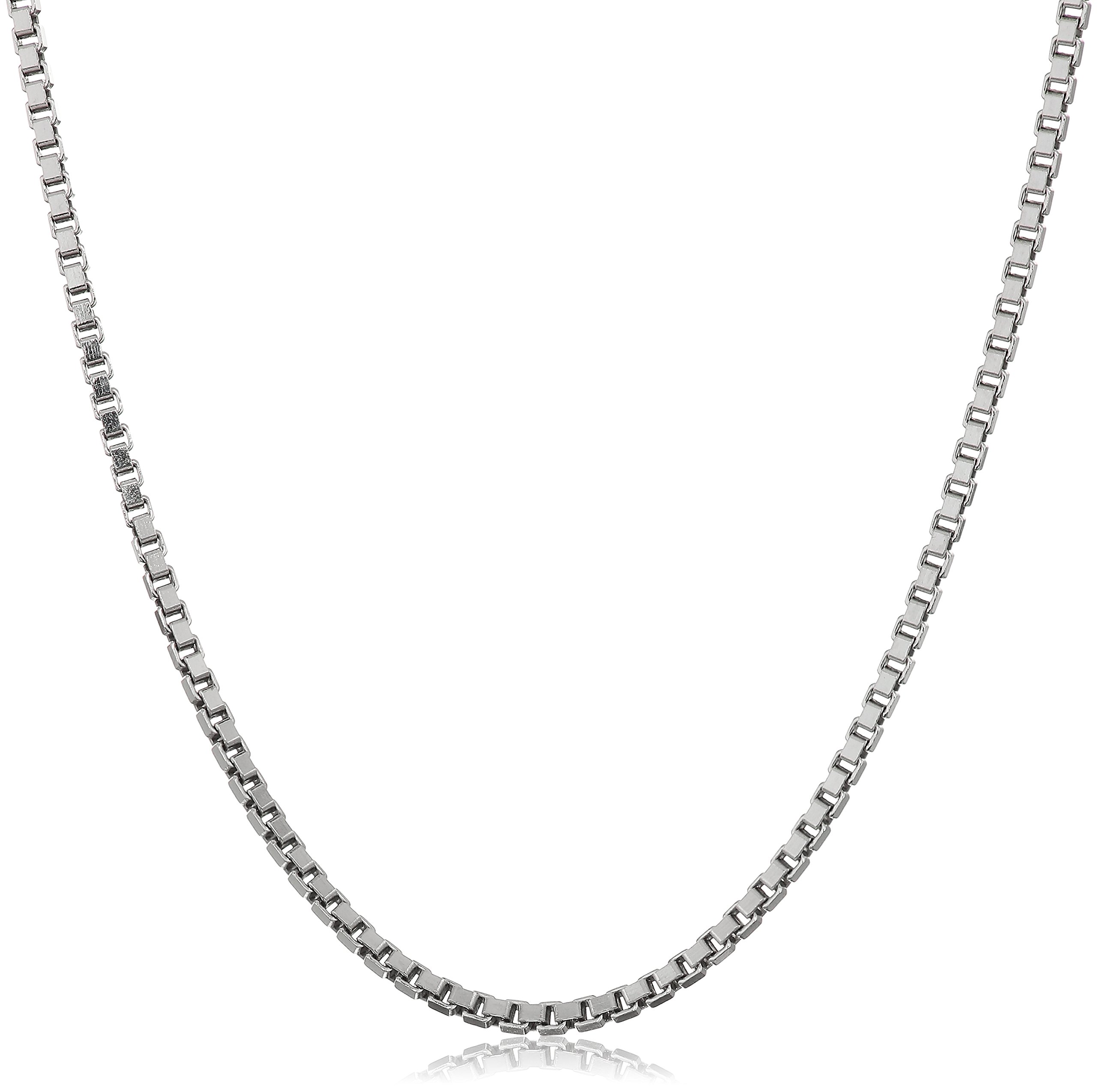 Amazon Essentials women Sterling Silver Italian 1.2 mm Diamond Cut Box Chain Necklace, 24", (previously Amazon Collection)