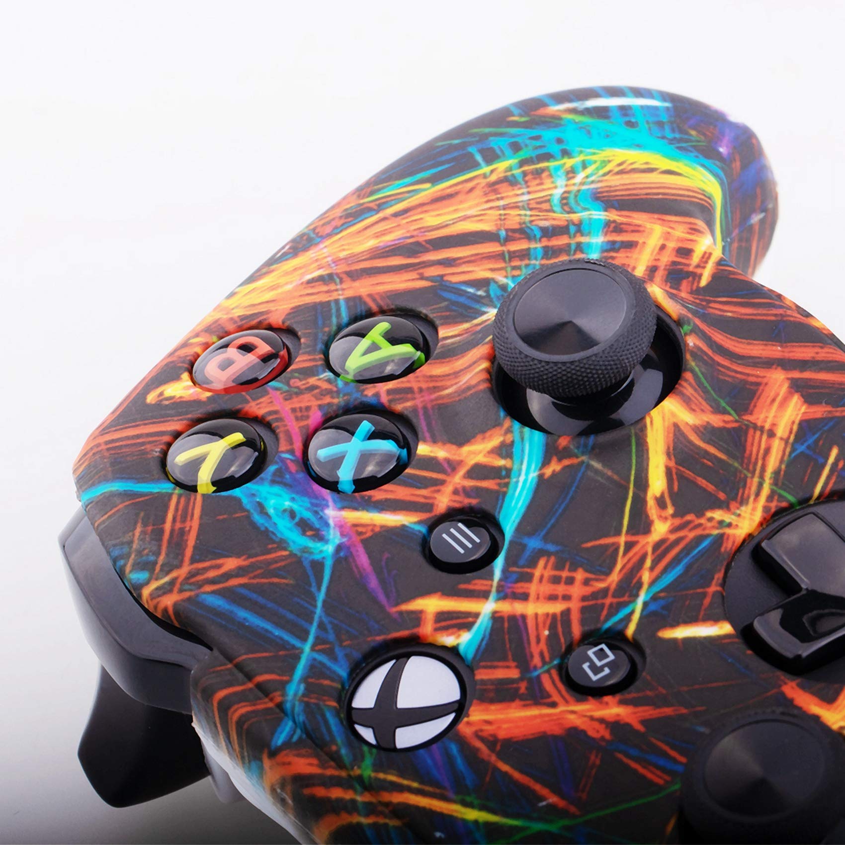 9CDeer 1 Piece of SiliconeTransfer Print Protective Cover Skin + 6 Thumb Grips for Xbox One/S/X Controller Camouflage Grey