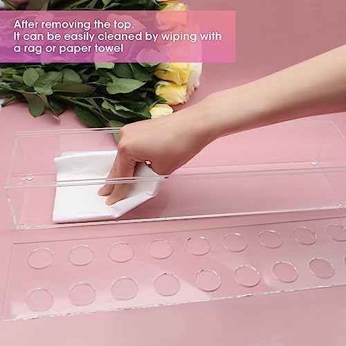 2 Pieces Acrylic Flower Vase Rectangular Floral Centerpiece with Lights - 31.5 Inch Modern Vase Long Rectangle Acrylic Vase for Home Decor
