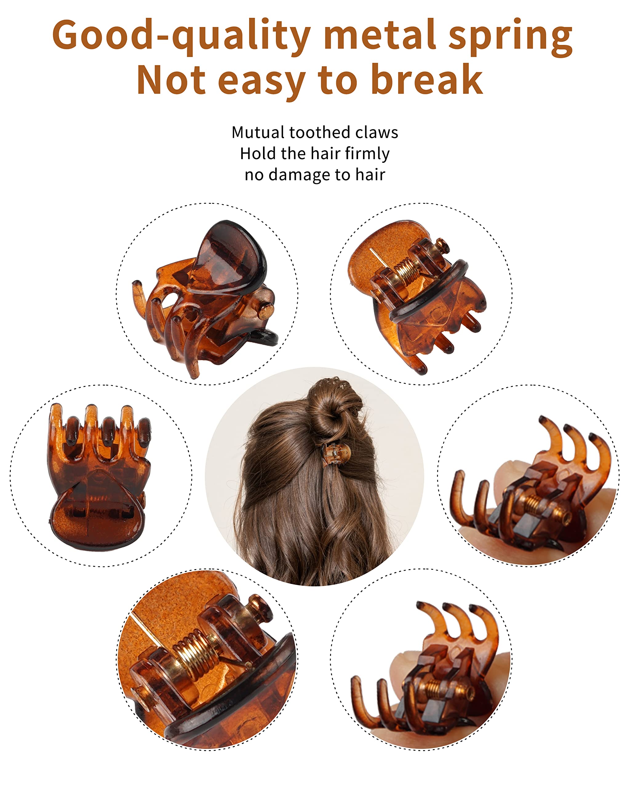 Mini Hair Clips - 72 Pcs for Women and Girls, Plastic, Small Claw Hair Clips with 3 Colors, Tiny