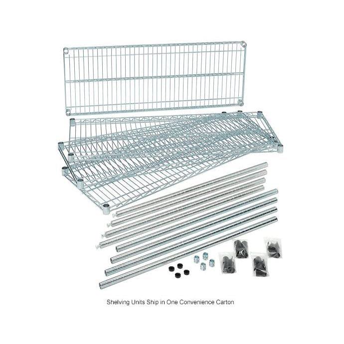 Economy Wire Shelving Starter Unit, 4 Tier, Zinc Chromate, 18"W, x 36"L, x 74"H