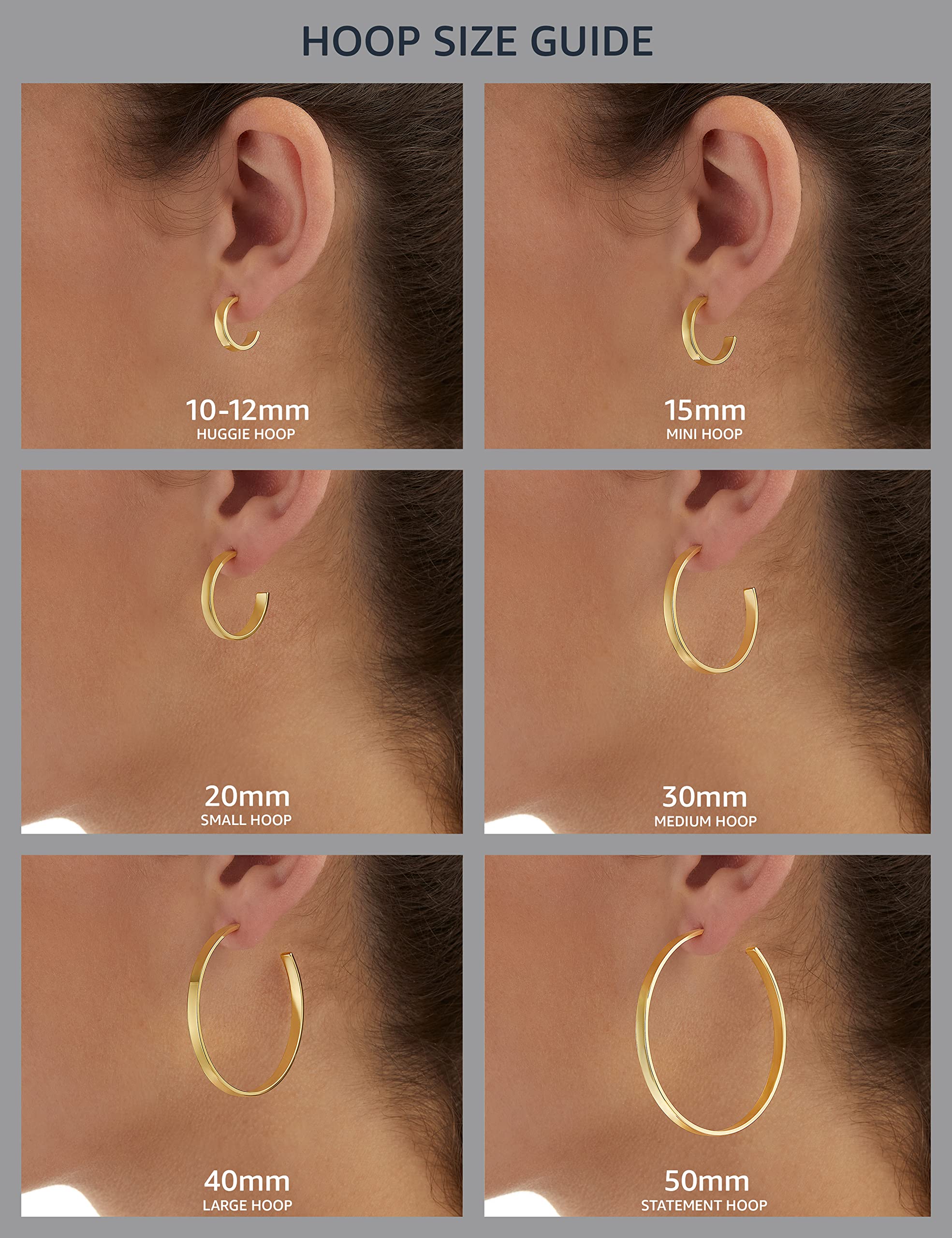 Amazon Essentials Sterling Silver Lightweight Polished 35mm C-Hoop Earrings, (previously Amazon Collection)