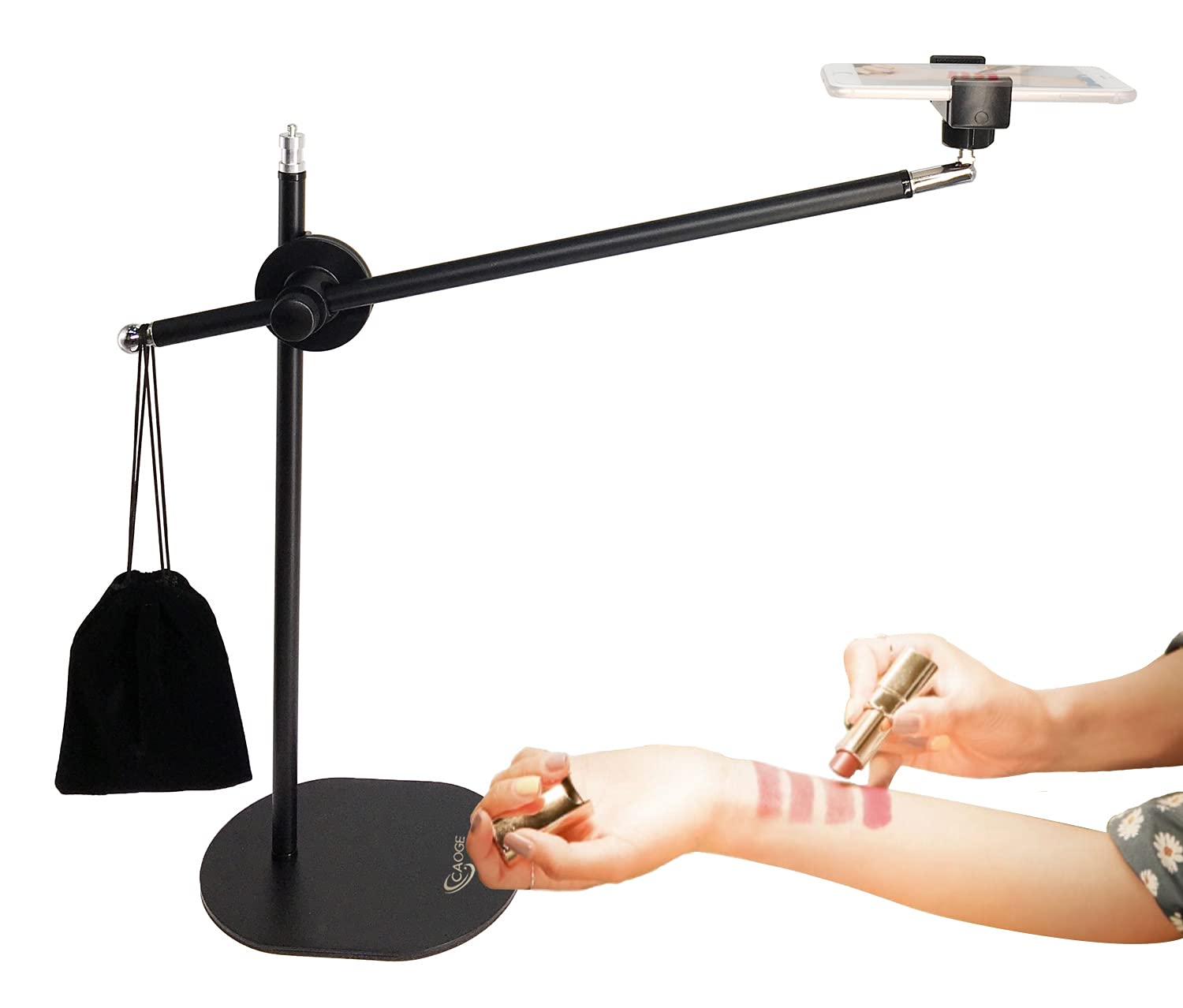 CAOGE Overhead Phone Stand, Live Stand, Adjustable Tabletop Phone Mount, Phone Holder Mount 360° Rotation, Long Arm Bracket for Filming, Tiktok, Crafting, Baking, Drawings, Cooking and Recording