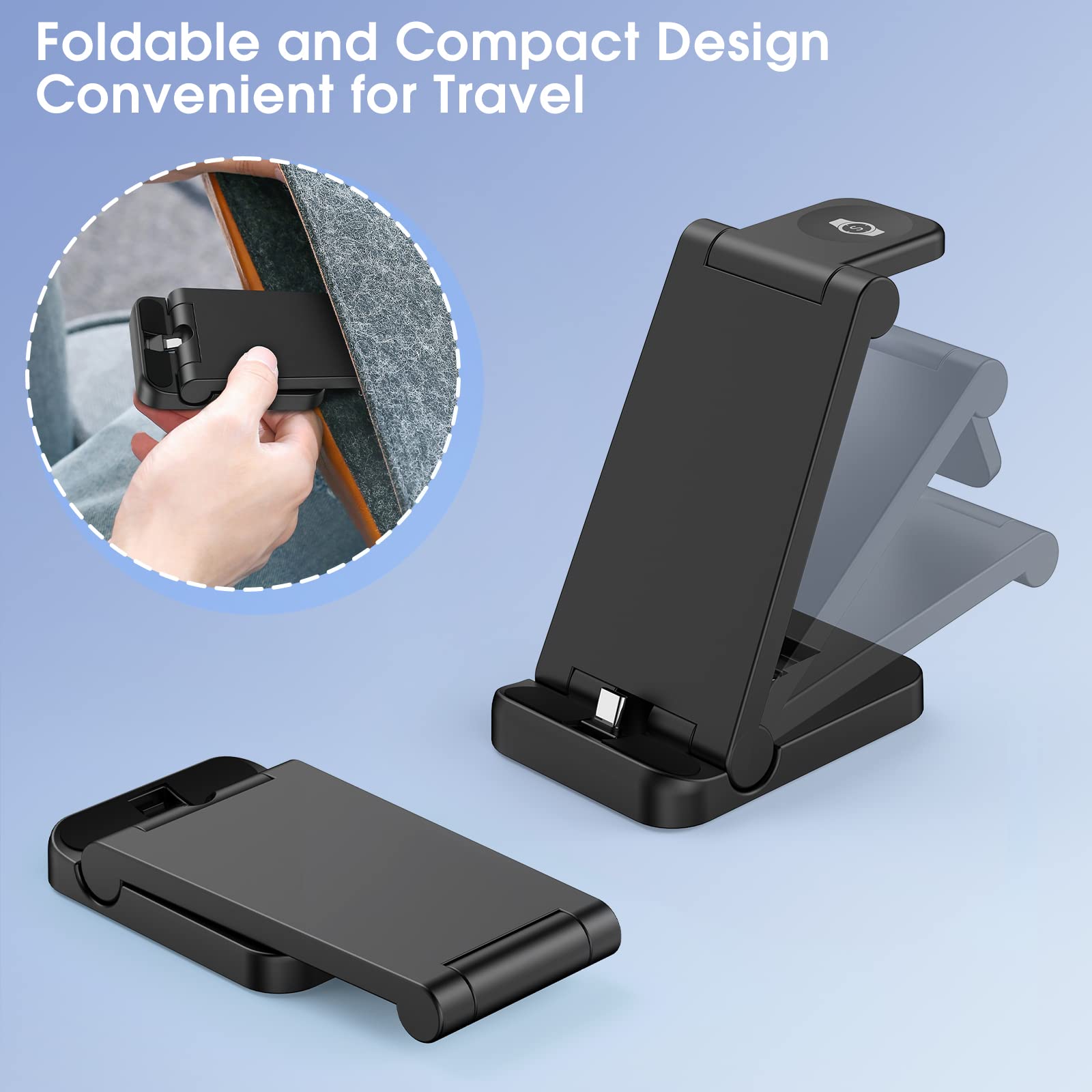 2023 Charging Station/Stand for Samsung/Android Multi Devices, Foldable Travel Fast Charger Pad for Samsung A54/A53/S23/S22/Note20/Z Fold, Buds, Wireless Charger for Galaxy Watch 6/5/4/3