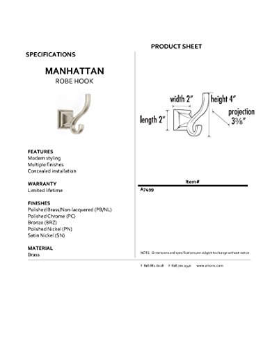 Alno A7499-BRZ Manhattan Modern Robe Hooks, Bronze