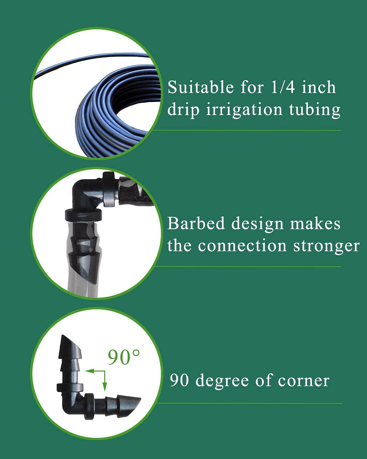 Drip Irrigation Elbow for 1/4'' Drip Irrigation Tubing Parts drip Irrigation Fittings,Pack of 60