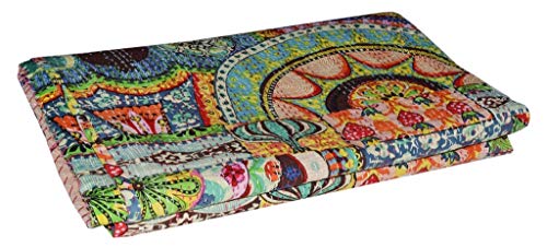 Maviss Homes Indian Traditional Handmade Patchwork Cotton Super Soft Kantha Quilt Blanket | Throw Bedspread Blanket | Bedroom Décor Throw Quilt |Home Décor; Multicolour