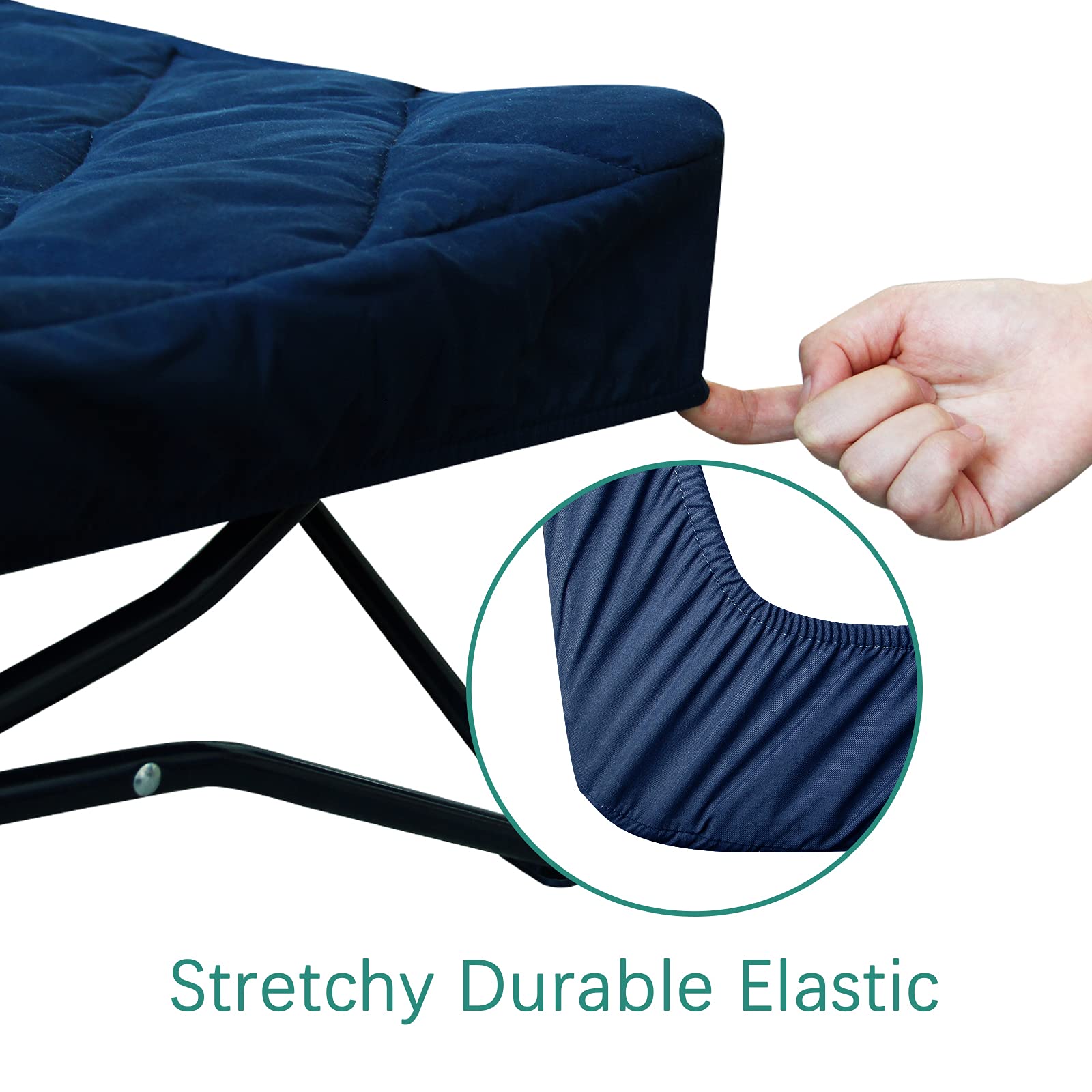 2 Pack, Sheet for Regalo My Cot Portable Toddler Bed, Joovy Travel Cot (Sheet Only, Bed not Included), Soft Child Travel Cot Padded Cover, Navy & Grey