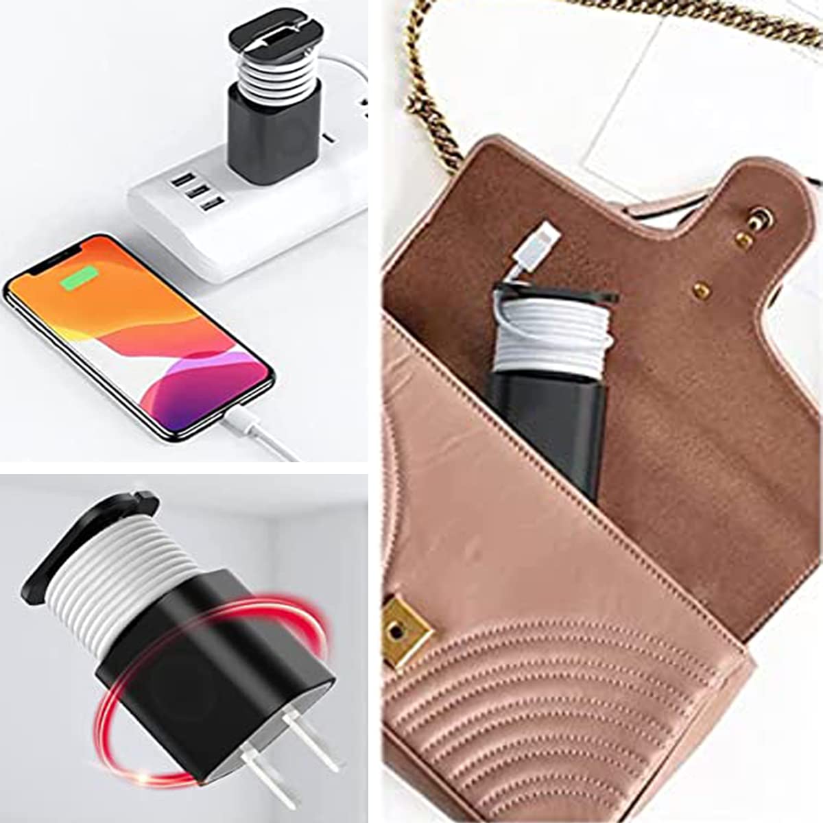 2 in 1 Silicone Charger Protector, 20w/18w Data Cable Winder Anti-Break Protection Cable Storage, Suitable for 11/12 Portable Charger Cable Silicone Protective Case (Gray) (Charger not Included)