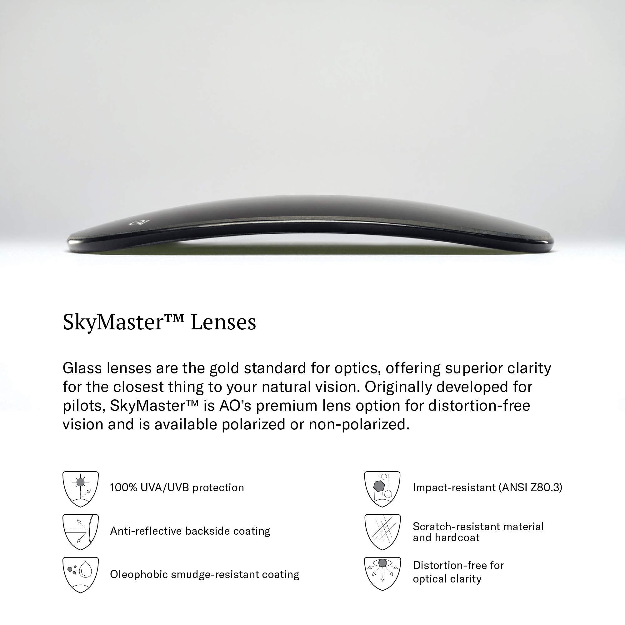 AO Original Pilot Sunglasses - Silver - True Color Gray SkyMaster Glass Lenses - Bayonet Temple - Polarized - 52-20-140