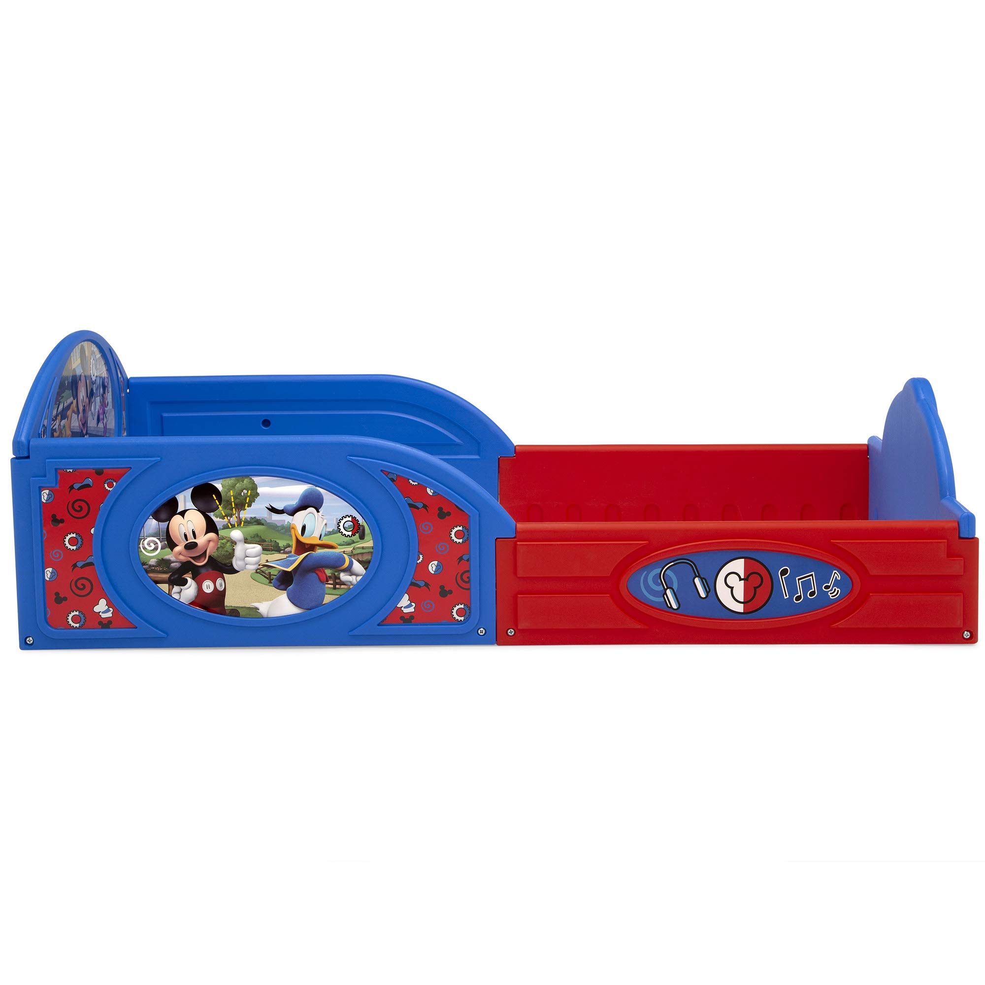Delta Children Disney Mickey Mouse Plastic Sleep and Play Toddler Bed with Attached Guardrails