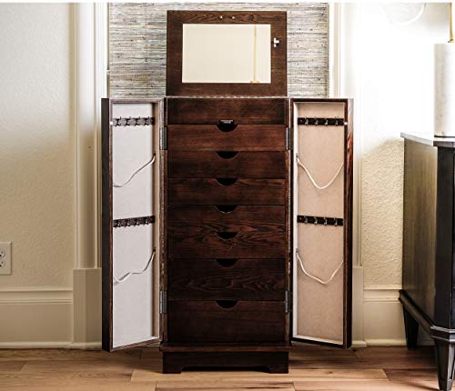 Alveare Home Port Fully Locking Jewelry Armoire, Chocolate