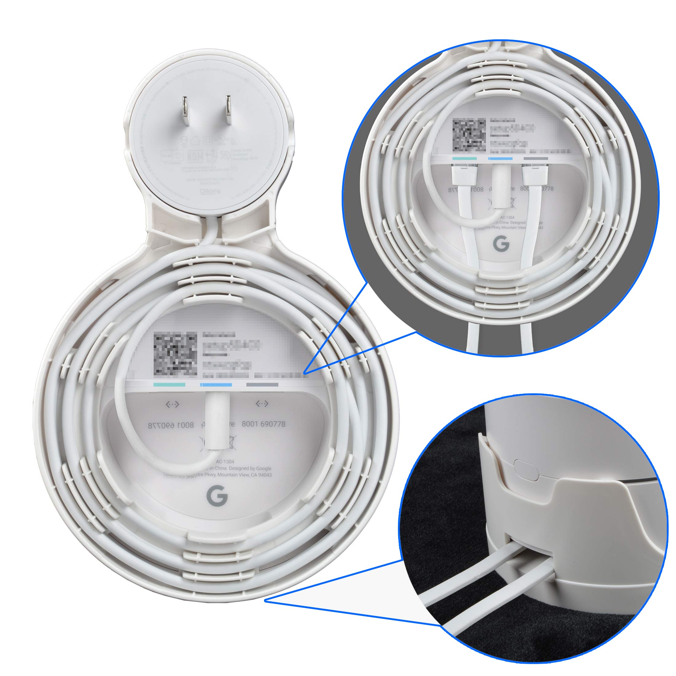 STANSTAR Outlet Wall Mount for Google Mesh WiFi System(2020 Model,Round Plug), Sturdy WiFi Holder for Google Mesh WiFi Router, Excellent Cord Management Without Screws.(3Pack)