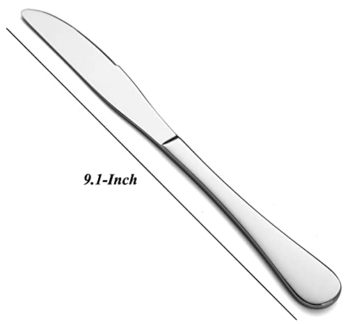 Wyt Dinner Knives Set of 8, Stainless Steel 8 Piece Dinner Knife, Silverware Cutlery Table Knives 9.1-Inch, Mirror Polish and Dishwasher Safe